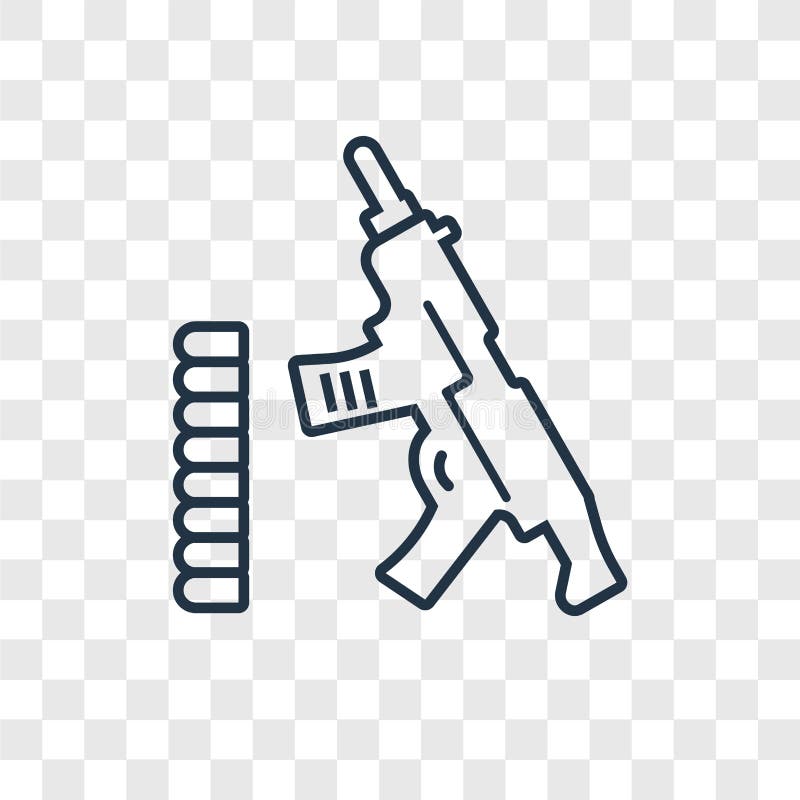 Gun Concept Vector Linear Icon Isolated on Transparent Background, Gun ...