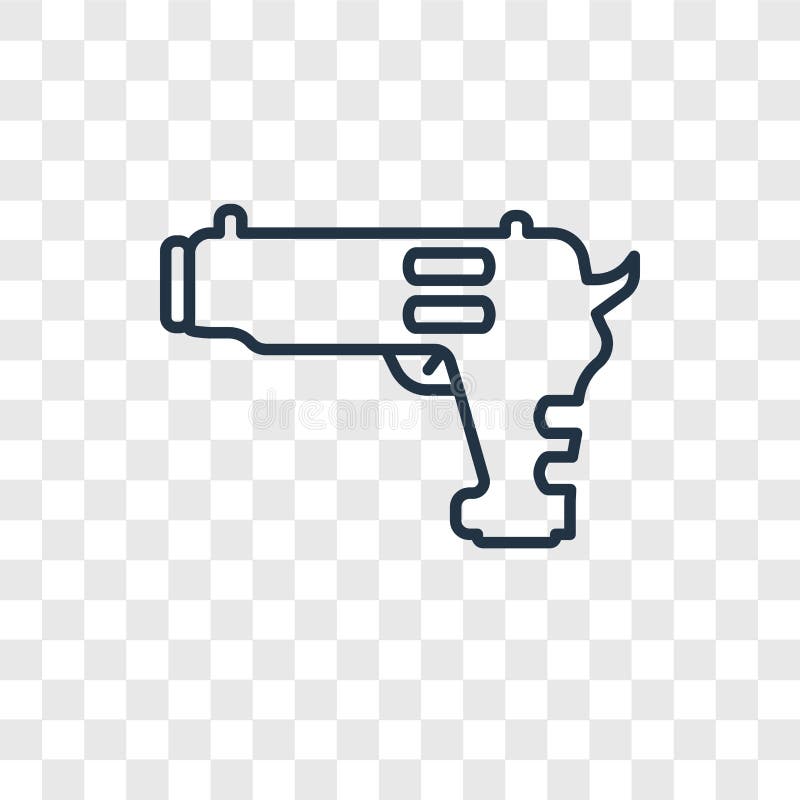 Gun Concept Vector Linear Icon Isolated on Transparent Background, Gun ...