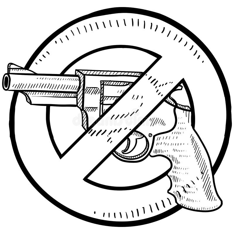Gun control sketch stock vector. Illustration of forbidden - 24689751
