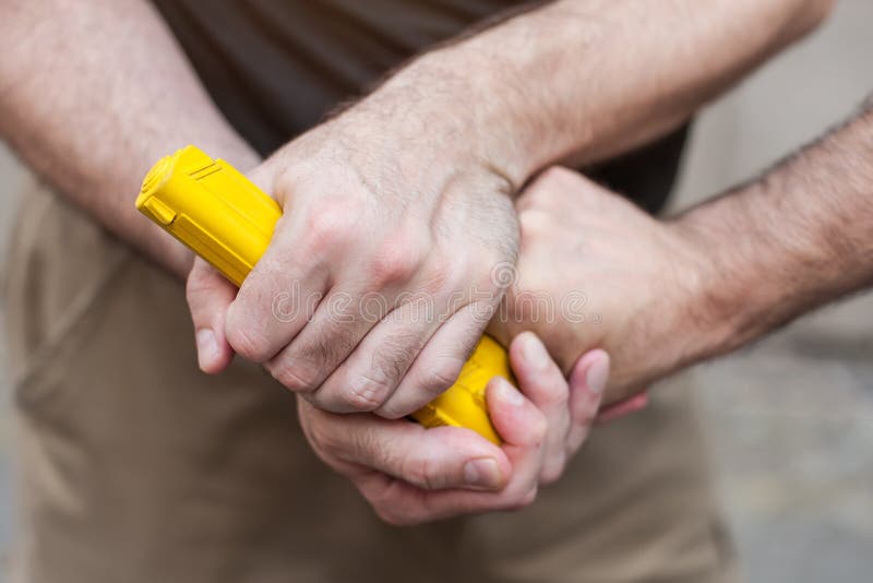 Gun Disarm. Self Defense Techniques Against a Gun Point. Stock Photo ...