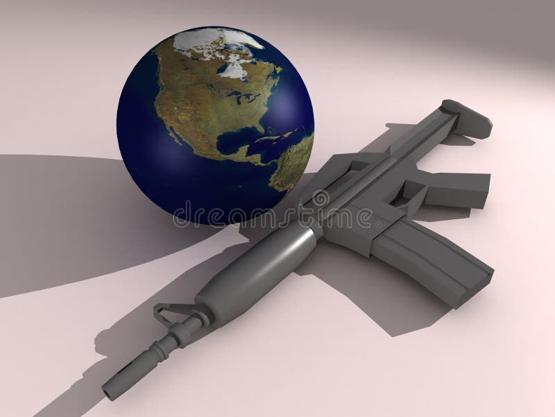 Gun & Earth - Planet in Danger Stock Illustration - Illustration of ...
