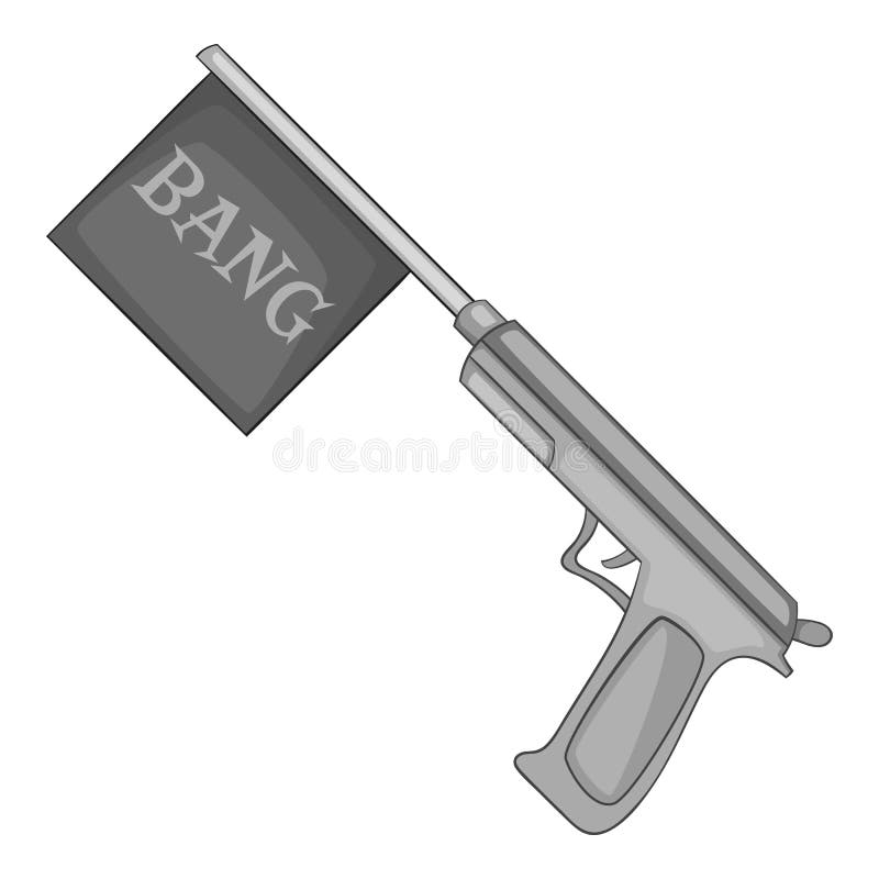 Gun with Flag Toy Icon, Monochrome Style Stock Vector - Illustration of ...