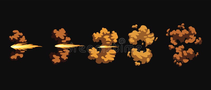 Gun Flashes or Gunshot Animation. Cartoon Flash Effect of Bullet Start ...