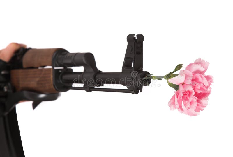 Machinegun and Flowers stock image. Image of murderer - 12241537