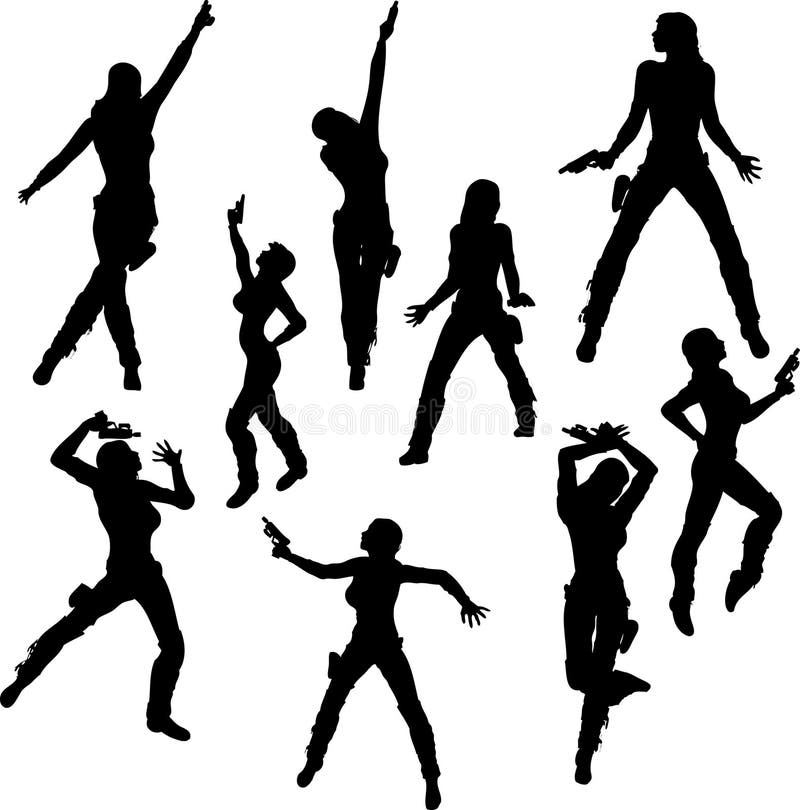 Gun Girl Dancers stock vector. Illustration of active - 10476013