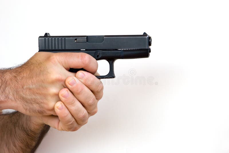 Glock pistol in his hand stock photo. Image of barrel - 75440216