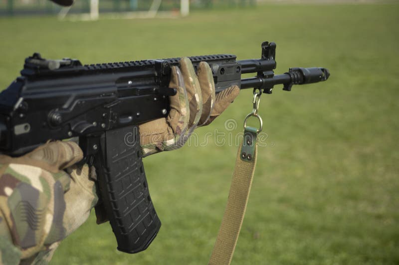 Gun in Hand. Automatic Weapons. Tactical Training Stock Photo - Image ...