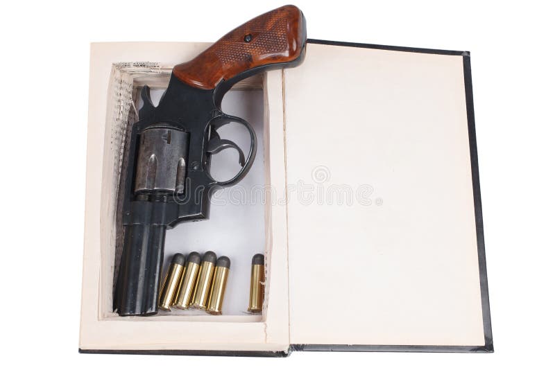 A gun hidden inside a book stock image. Image of book - 138939215