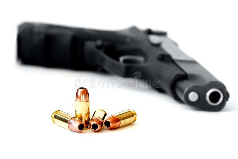 Gun with Hollow Point Bullets Stock Photo - Image of objects, armed ...