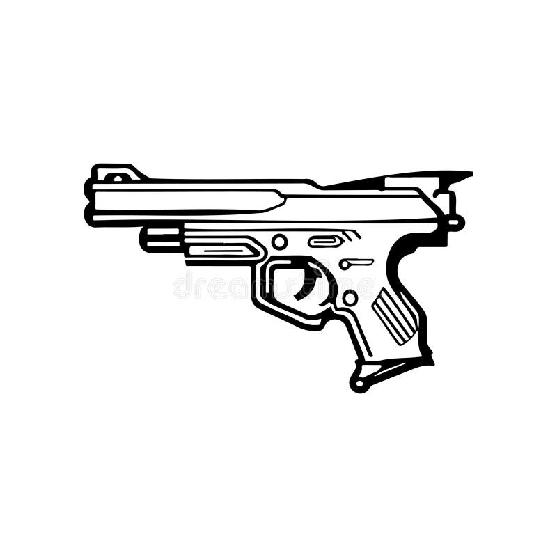 Gun Icon Hand Draw Black Colour Logo Symbol Perfect Stock Vector ...