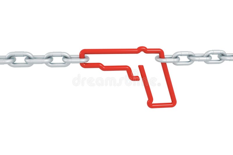 Gun Link Symbol Locked with Metal Chains Isolated Stock Illustration ...