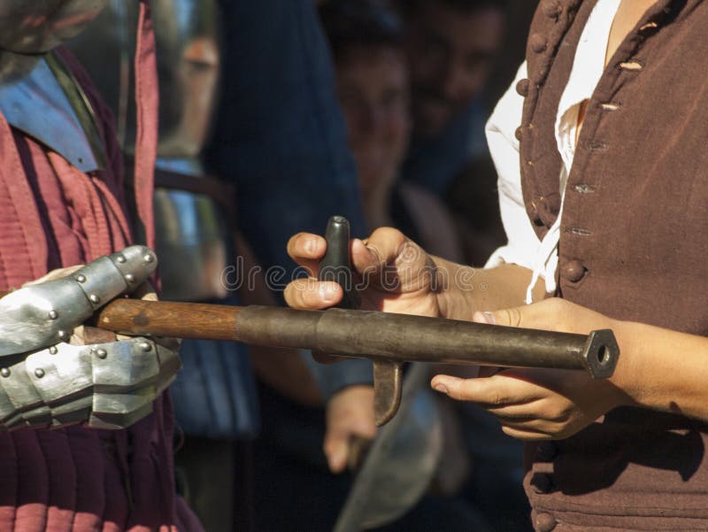 Medieval Gun Loading Presentation Stock Photo - Image of festival ...