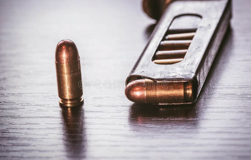 Gun Magazine with 9mm Caliber Bullets Stock Photo - Image of hunting ...