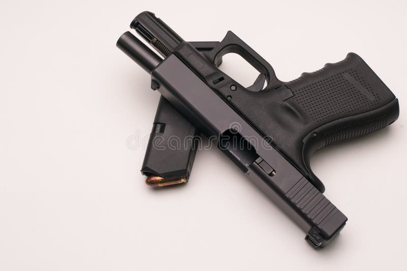 Gun 9 mm. with magazine stock image. Image of isolated - 76312313