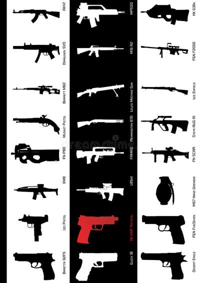 Gun Models stock vector. Illustration of names, guns, pistols - 8233500