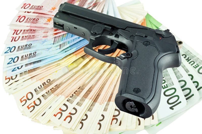 Gun and money stock photo. Image of dollar, weapon, criminal - 9382198