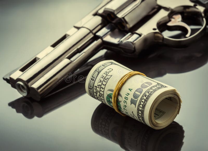 Gun and money stock image. Image of colt, bank, green - 50455299