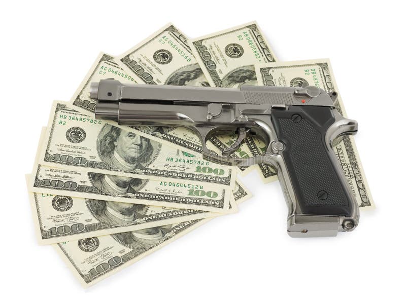 Gun and money stock photo. Image of dollar, weapon, criminal - 9382198