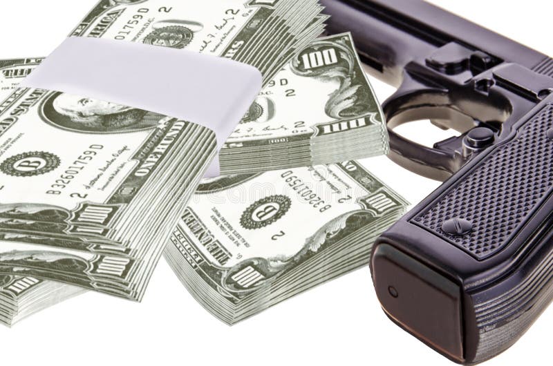 Gun and money stock photo. Image of dollar, weapon, criminal - 9382198