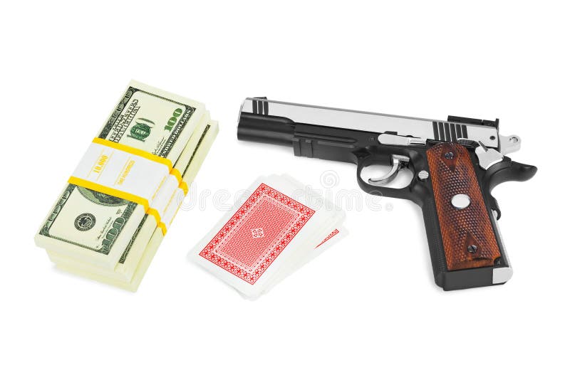 Gun Money and Playing Cards Stock Image - Image of casino, cheat: 60498355