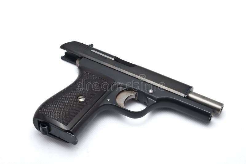 Gun Out of Ammo on White Background Stock Image - Image of hand ...