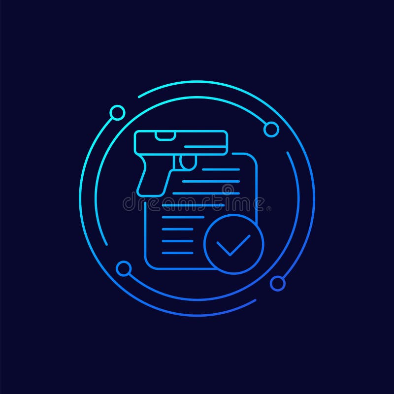 Gun Permit, License Line Vector Icon Stock Vector - Illustration of ...