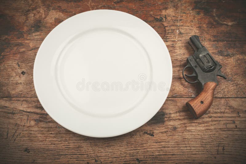 Gun and plate stock photo. Image of starvation, filtered - 39553964