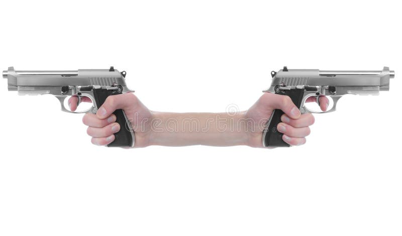Aiming pistol handgun stock photo. Image of defend, cutout - 13822296