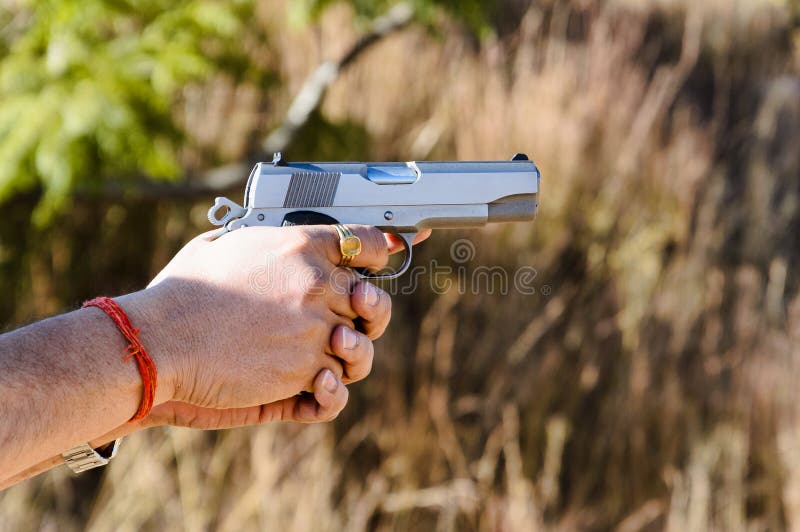 Gun point stock photo. Image of security, finger, handgun - 69451972