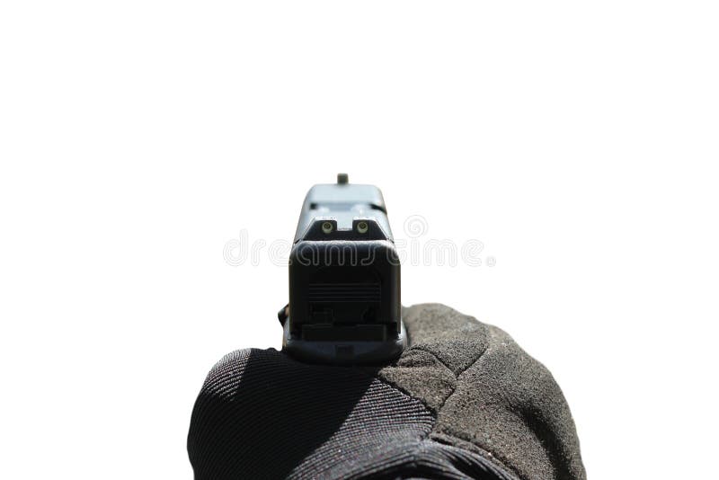 Gun Pointing on White Background Stock Photo - Image of gunman, pistol ...