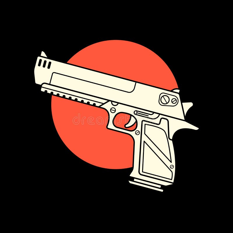 Gun with Red and Black Background Illustration Stock Vector ...