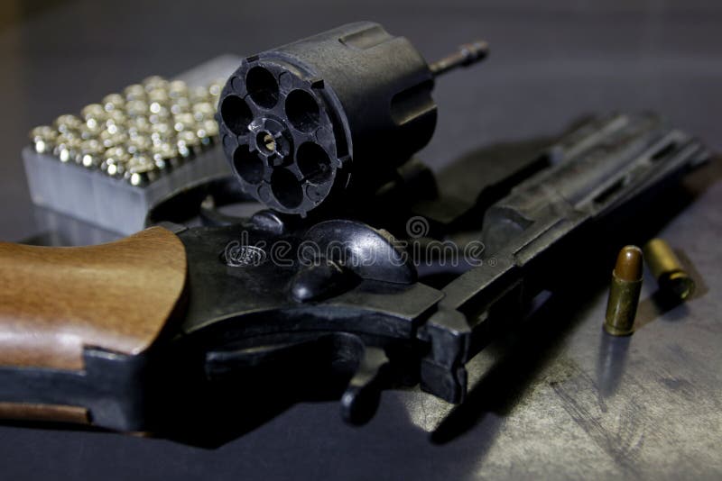 Gun Revolver Pistol Weapon and Bullets Stock Image - Image of protect ...