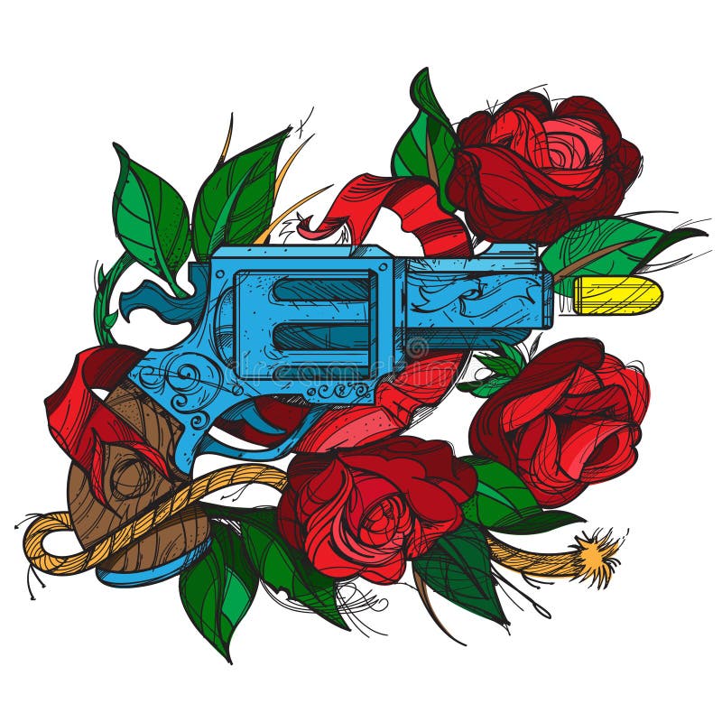 Guns Roses And Thorns Drawing Rose Thorns Free Stock Vectors