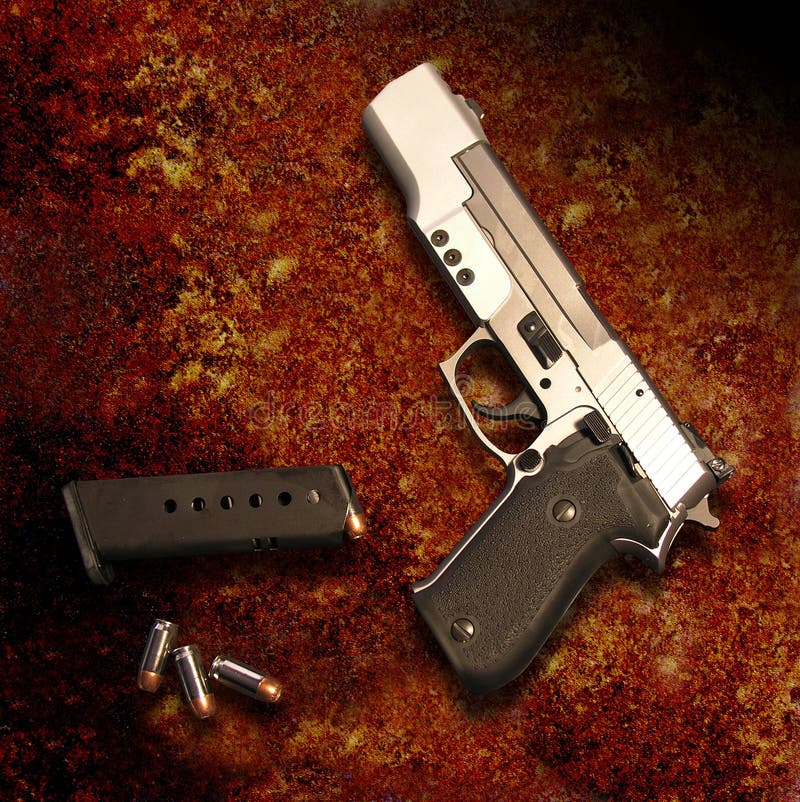 Gun on Rustic Surface stock image. Image of flake, blast - 676479