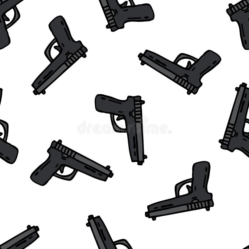 Gun Seamless Doodle Pattern, Vector Illustration Stock Illustration ...