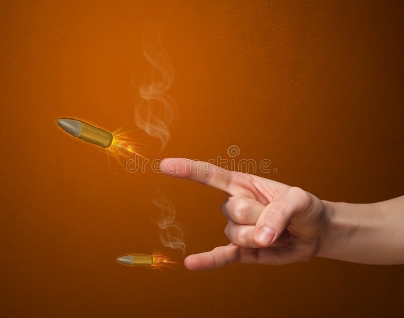 Gun Shaped Male Hand with Bullet Stock Image - Image of care, fist ...