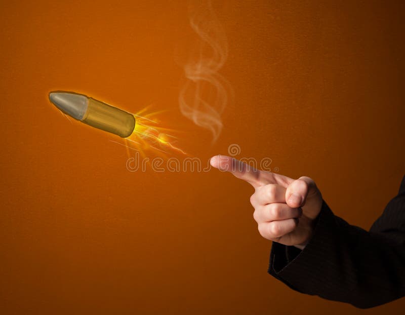 Gun Shaped Male Hand with Bullet Stock Image - Image of male, shoot ...