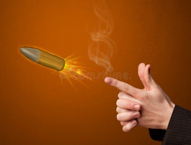 Gun Shaped Woman Hand with Bullet Stock Photo - Image of fear, point ...