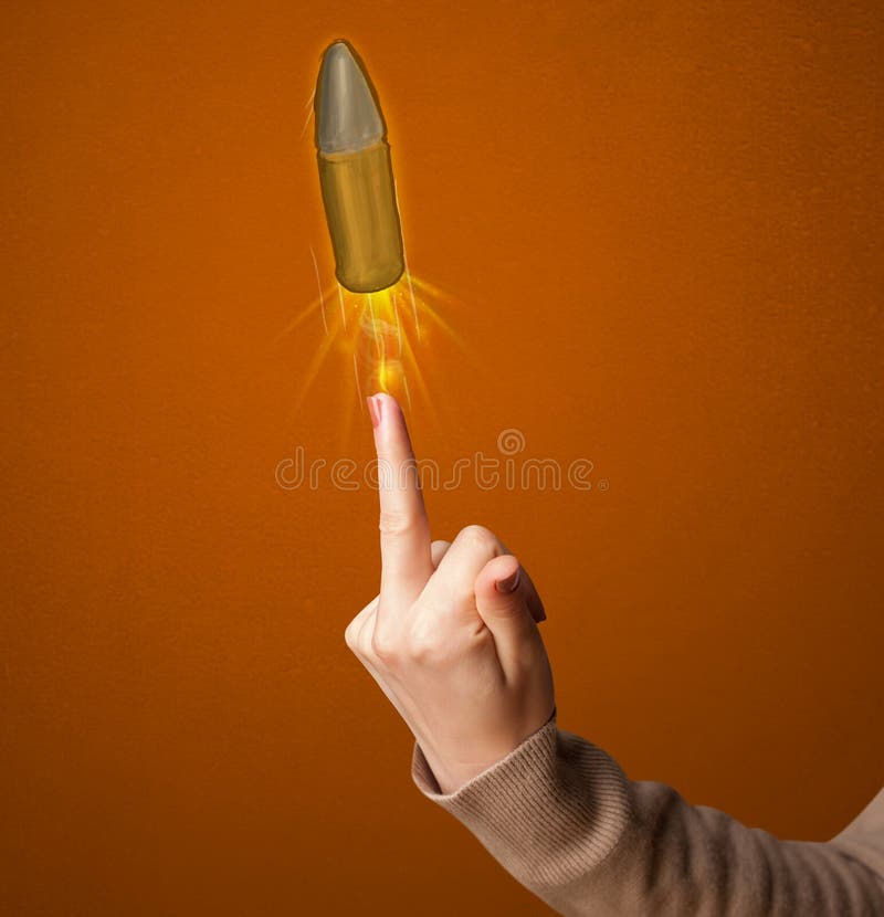 Gun Shaped Woman Hand with Bullet Stock Image - Image of finger, crime ...