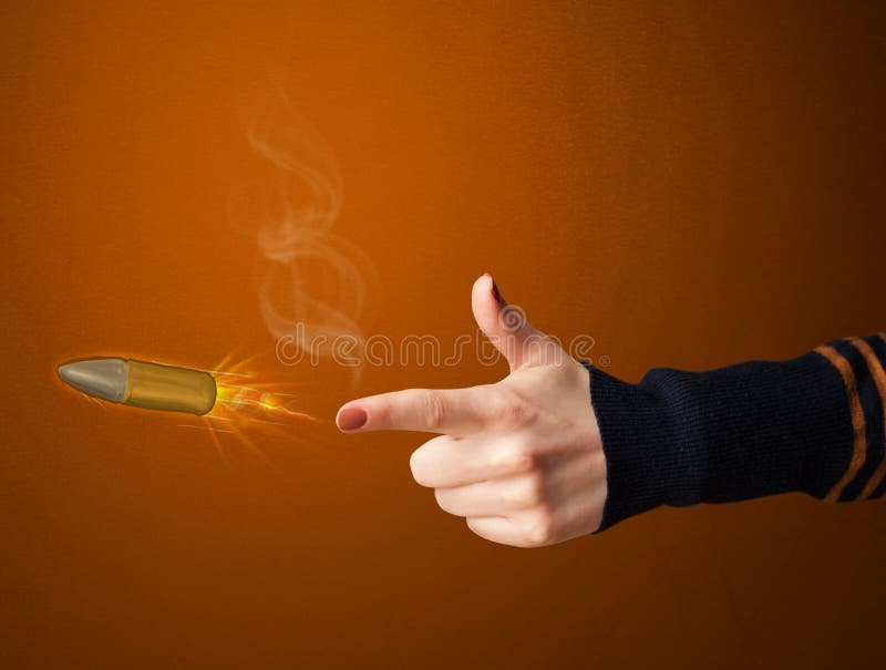 Gun Shaped Woman Hand with Bullet Stock Image - Image of crime, point ...
