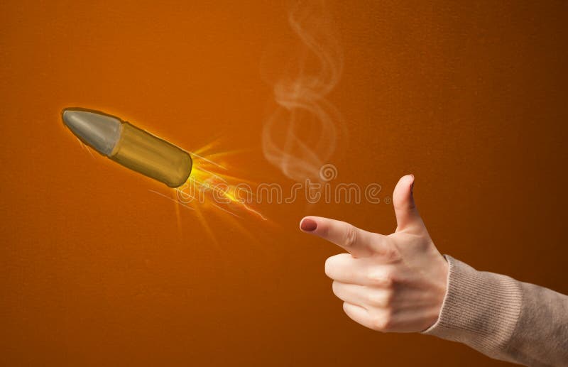 Gun Shaped Woman Hand with Bullet Stock Photo - Image of shooting, fist ...
