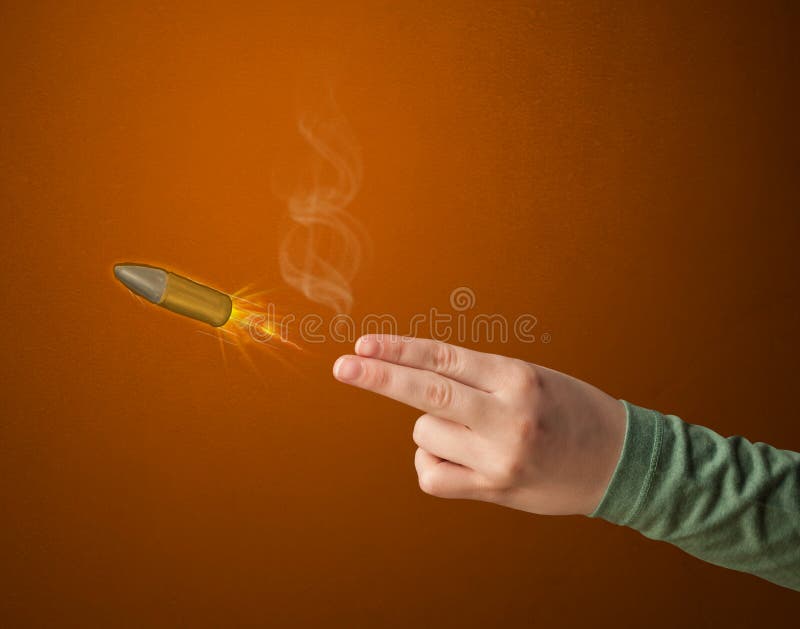 Gun Shaped Woman Hand with Bullet Stock Photo - Image of crime, sign ...