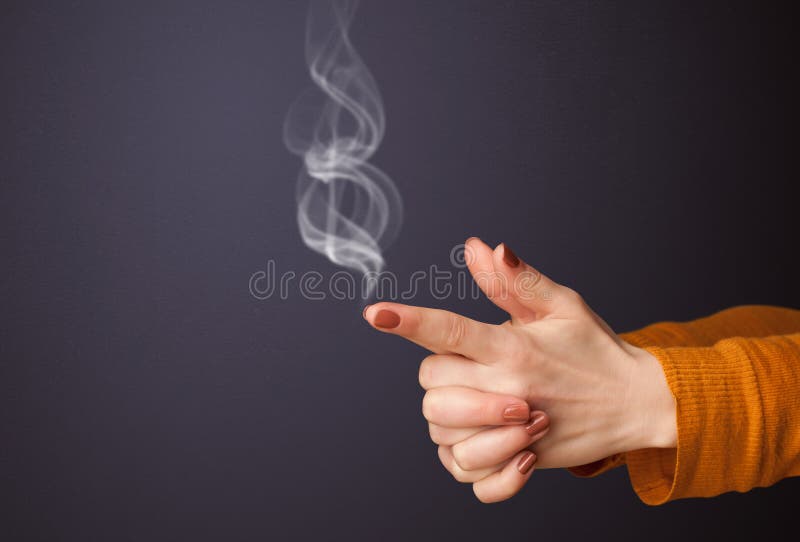 Gun shaped woman hand stock photo. Image of point, smoke - 91301206