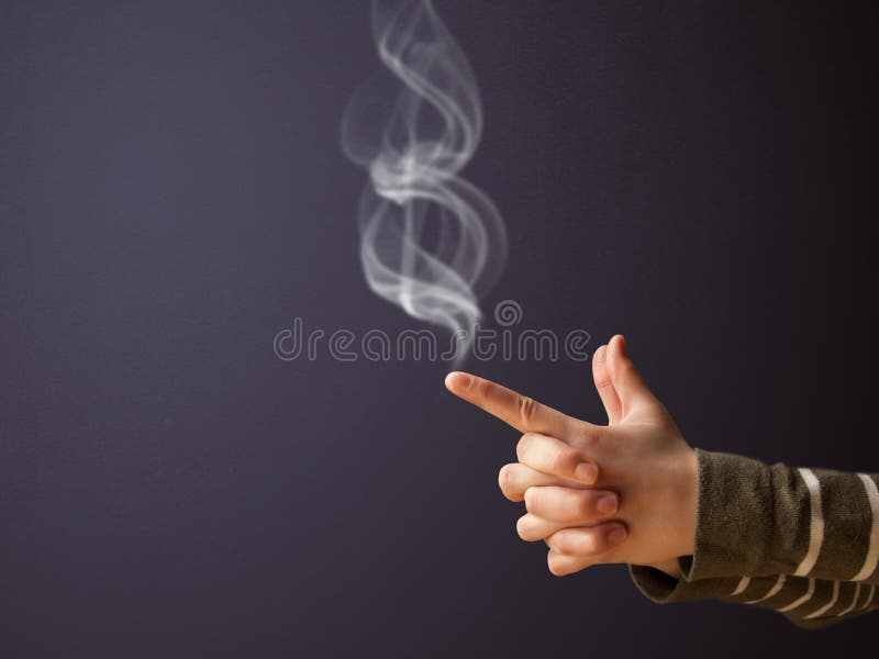 Gun Shaped Woman Hand with Smoke Stock Image - Image of danger, white ...