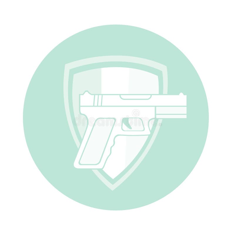 Gun on Shield Icon. Vector Gun Icon. Pistol Symbol Stock Vector ...