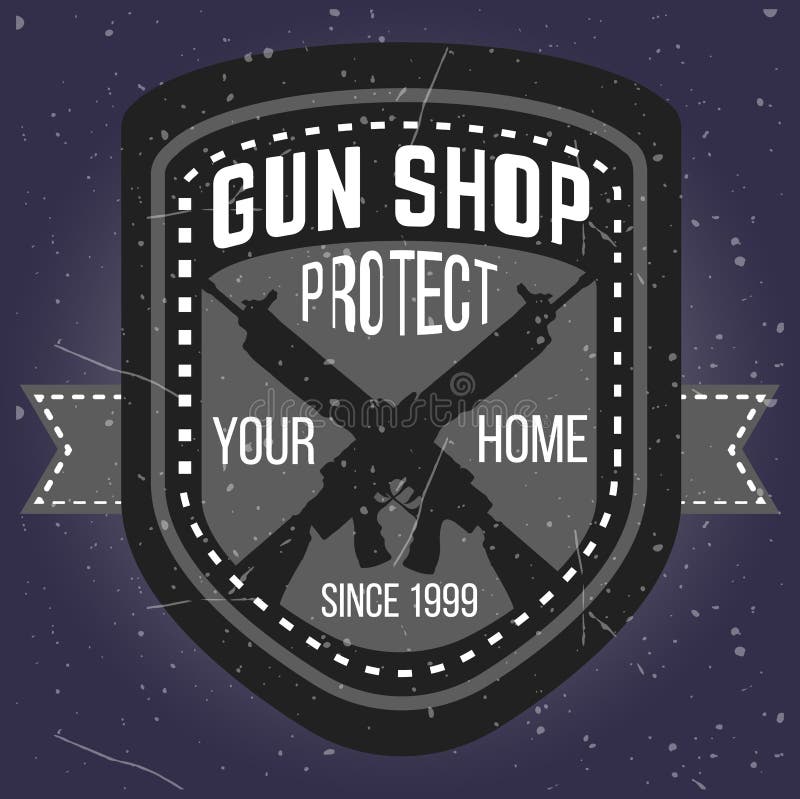 Gun Shop Logotypes and Badges Set Stock Illustration - Illustration of ...