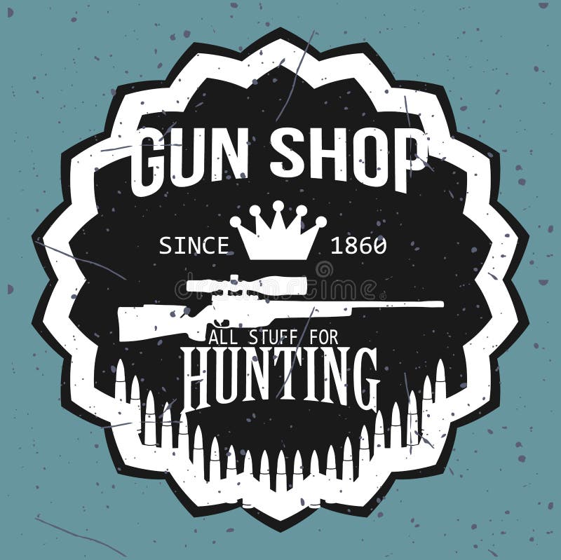 Gun Shop Logotypes and Badges Vector Set Stock Vector - Illustration of ...