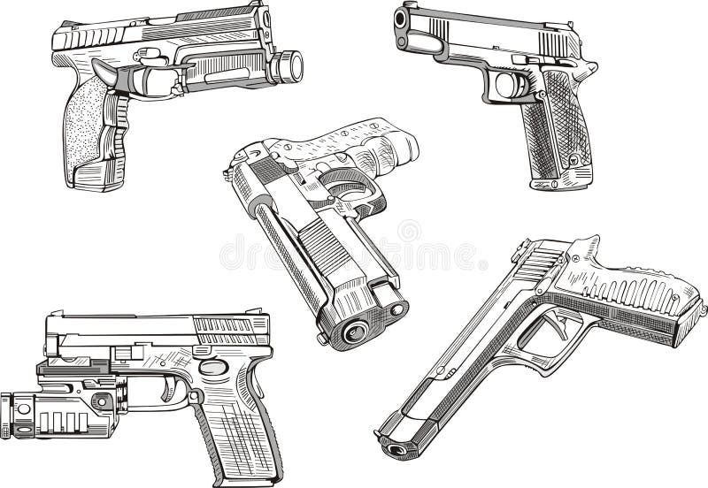 Gun sketches stock vector. Illustration of defence, shotgun - 26028525