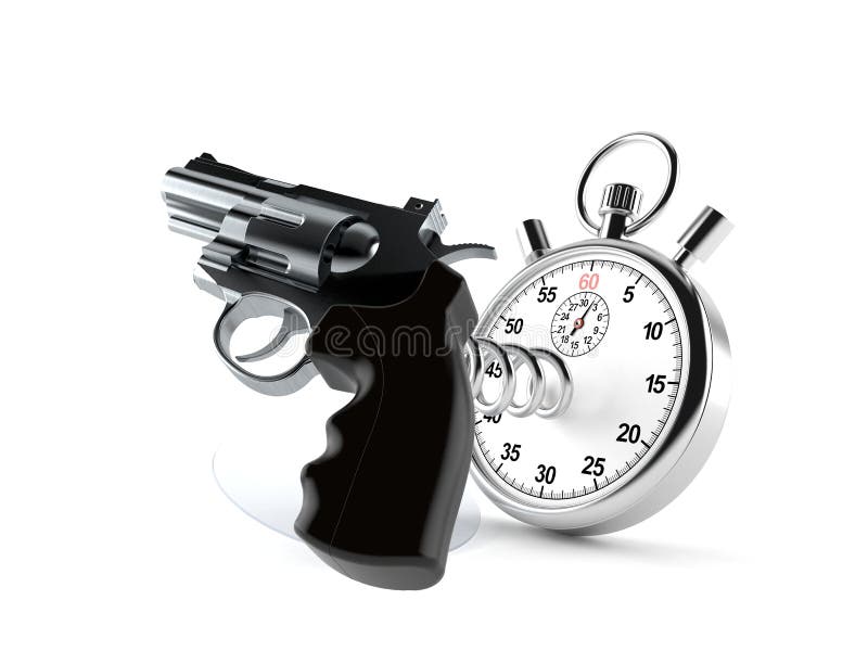 Gun with stopwatch stock illustration. Illustration of firearm - 103324380