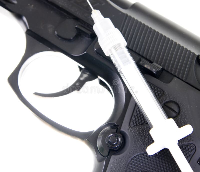 Gun and syringe stock photo. Image of black, weapon, crime - 10731584